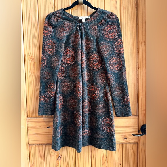 Aryeh | Dresses | Aryeh Boho Dress Orange And Gray Hexagon Pattern ...